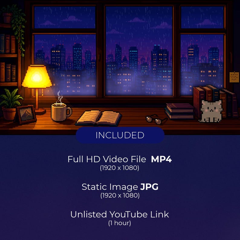 Animated Background, Pixel City Window, Cozy Night Study Room, Lofi ...