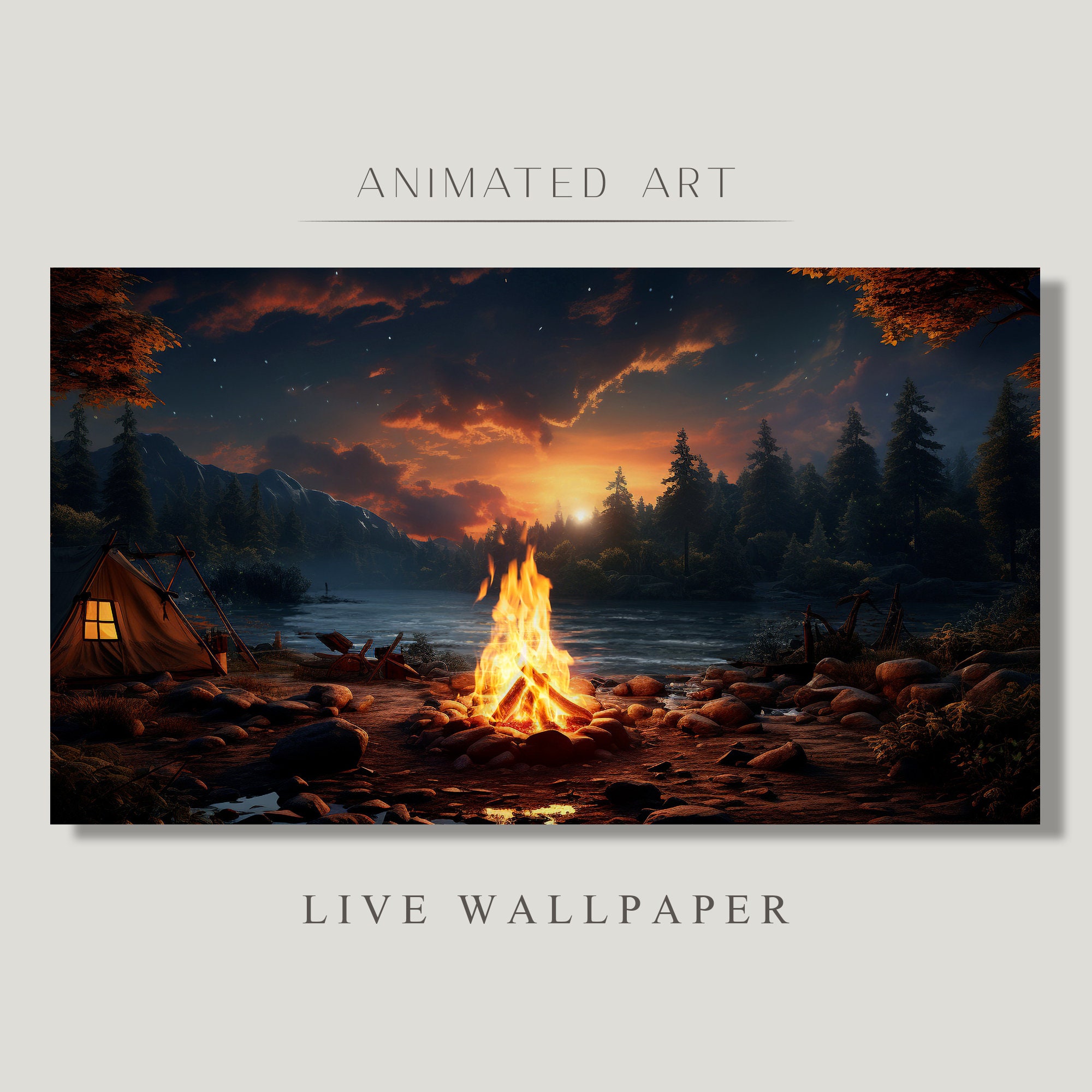 Animated Background, Camping in Forest, Campfire in the Woods, Fire ...