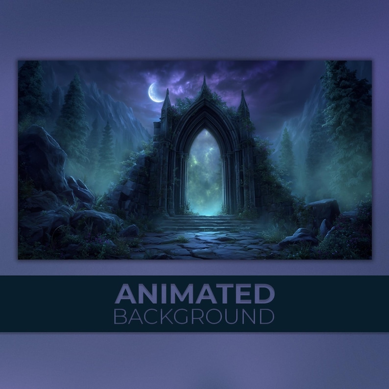 Animated Background, Mystic Portal, Moonlit Fantasy Gate, Enchanted ...