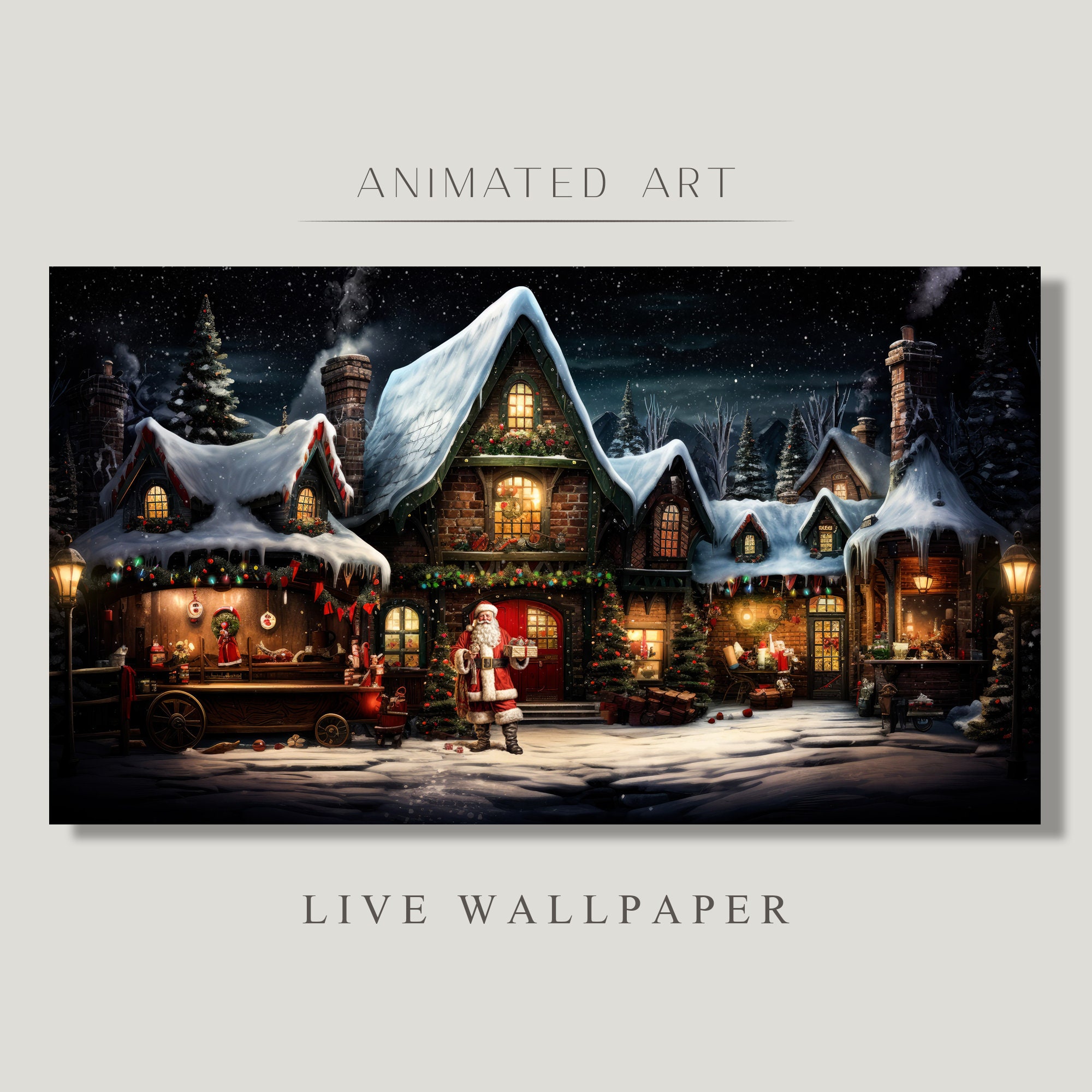 Animated Background, Night in Christmas Village, Winter Christmas Live ...