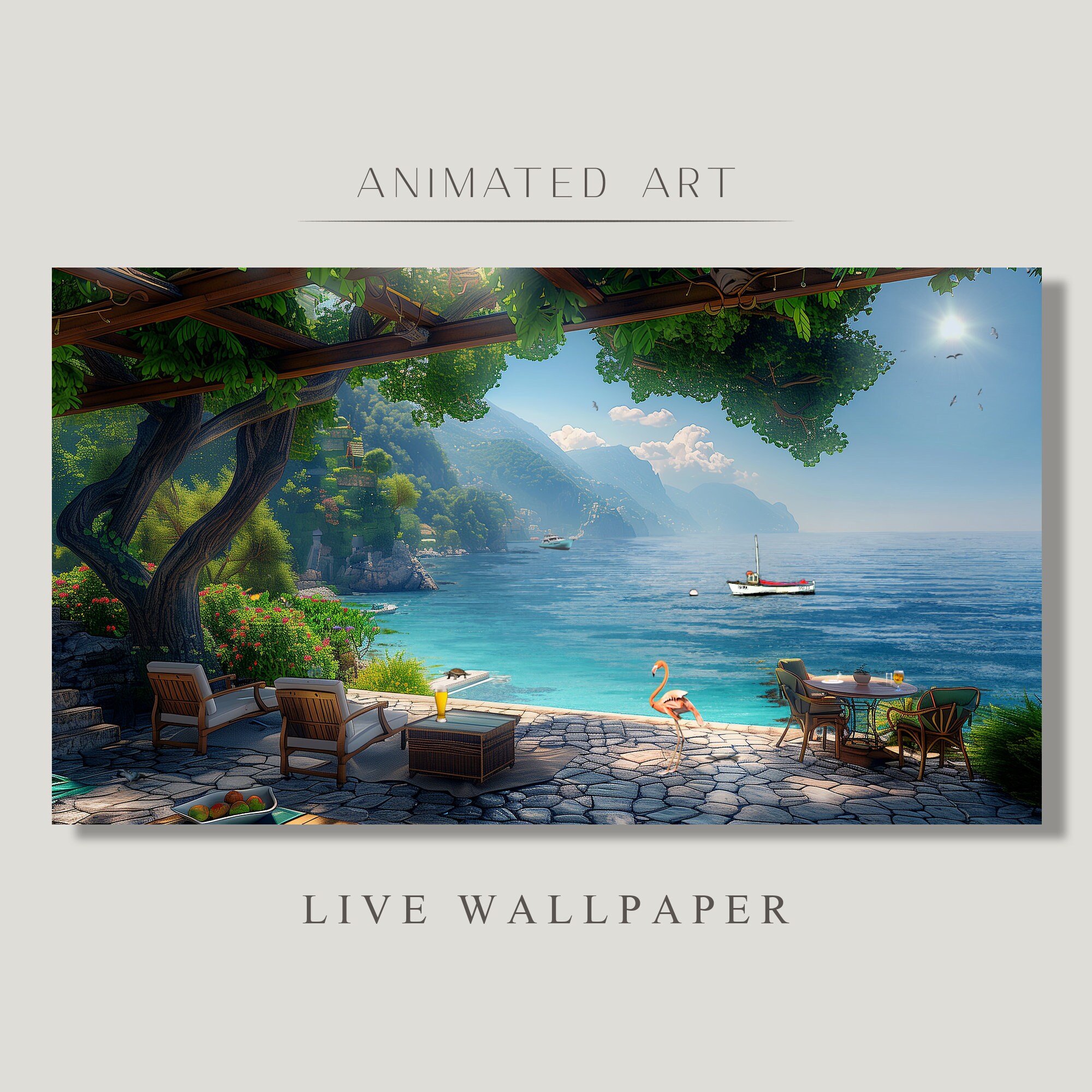 Animated Background, Summer Seaview Morning, Summer Day, Dream Terrace ...