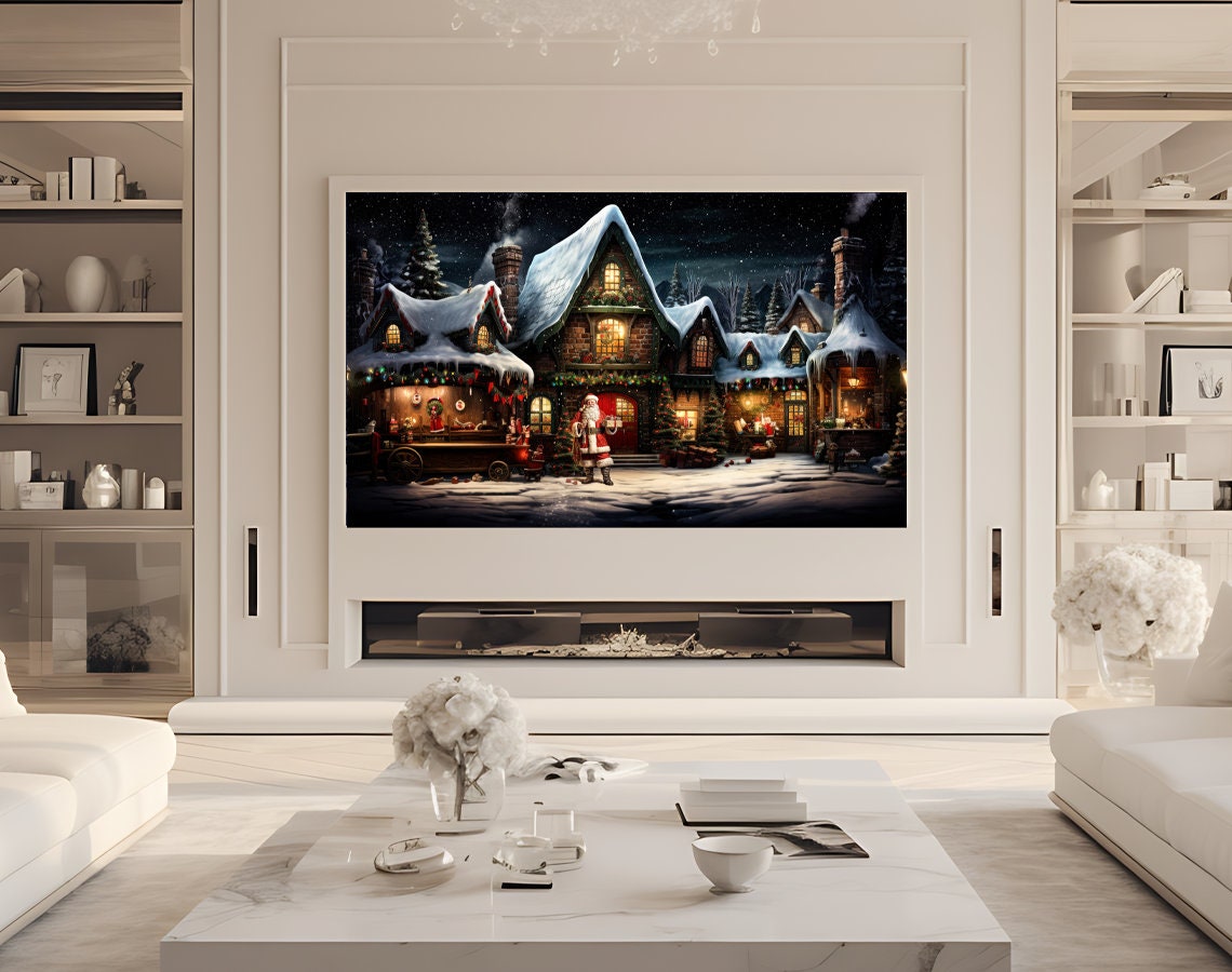 Animated Background, Night in Christmas Village, Winter Christmas Live ...