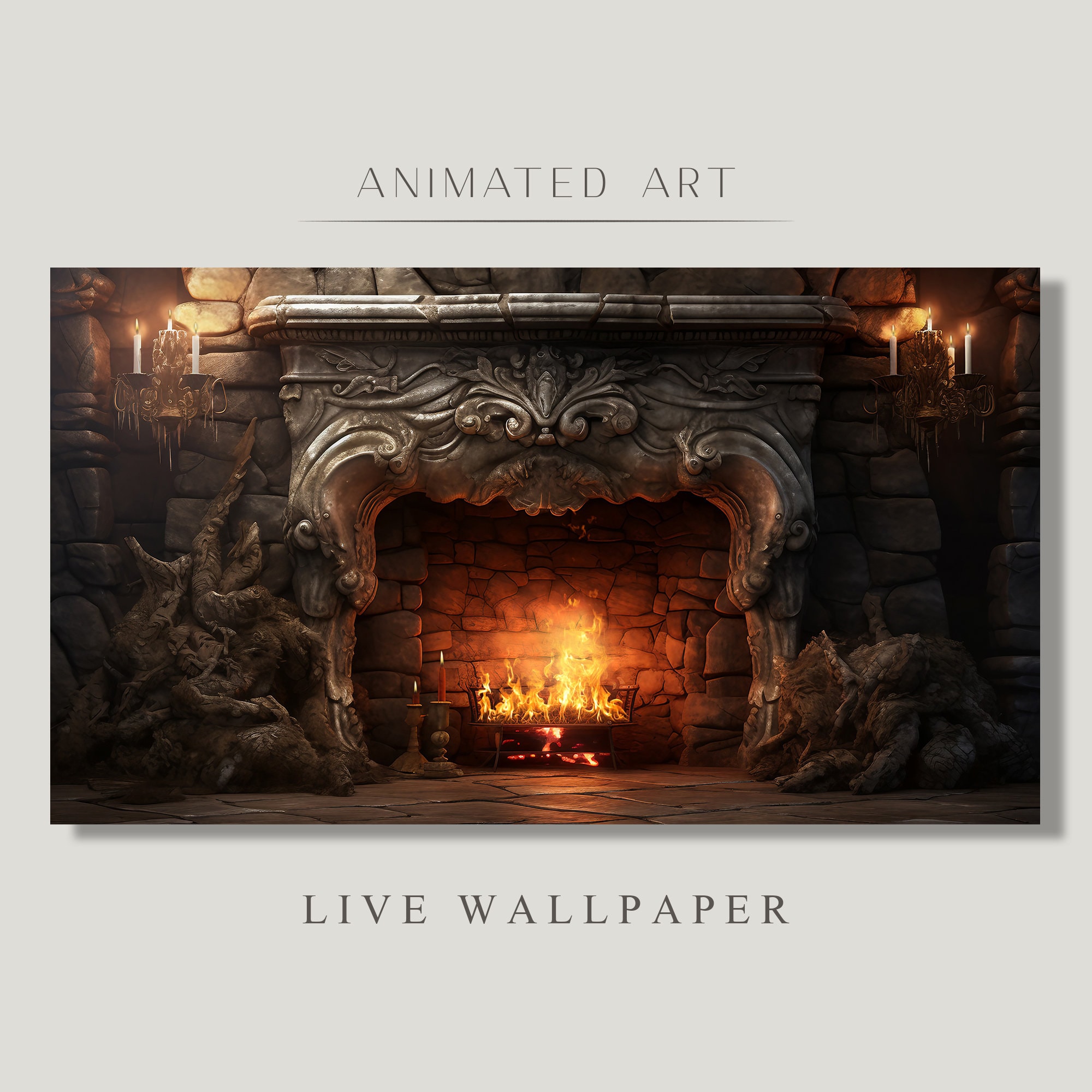 Animated Background, Fireplace Background, Gothic Style Fireplace, Cozy ...