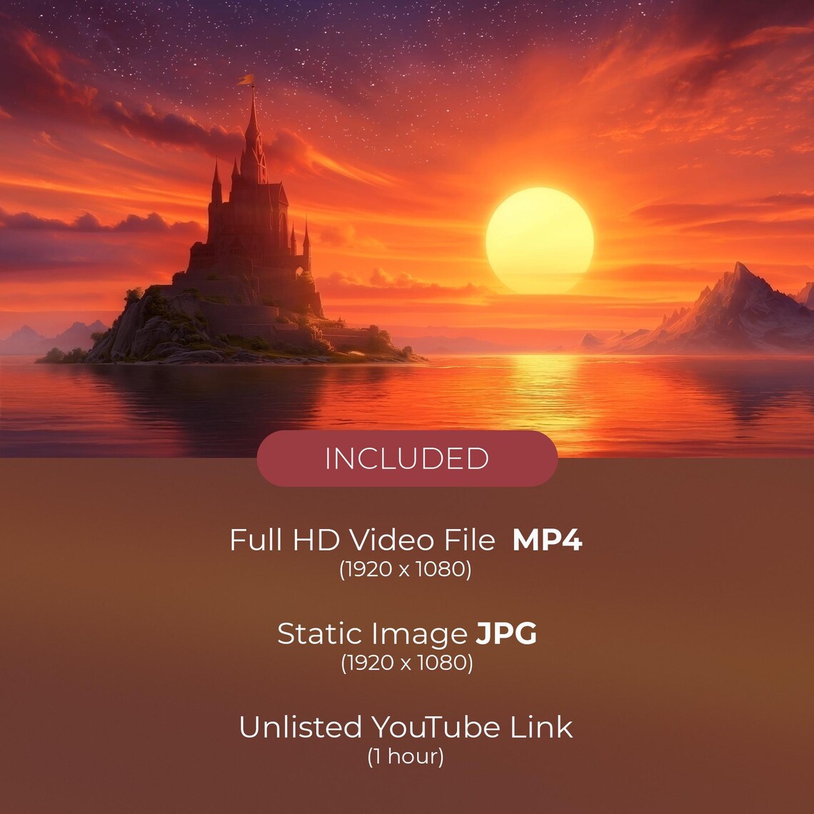 Animated Background, Fantasy Sunset Castle, Twilight Kingdom, Sunset ...