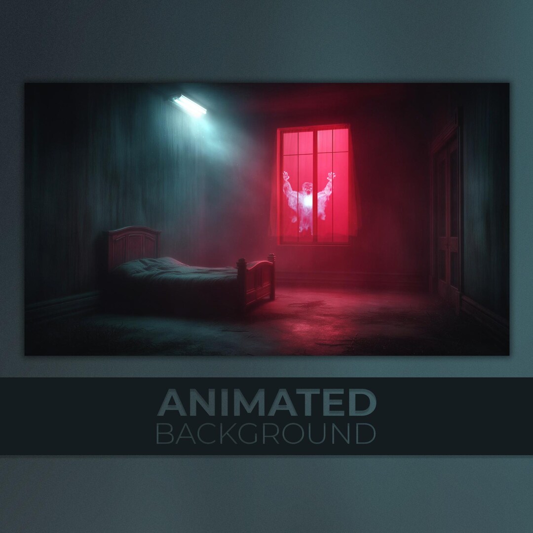 Animated Background, Abandoned Room, Dark Horror, Window Ghost, Red ...