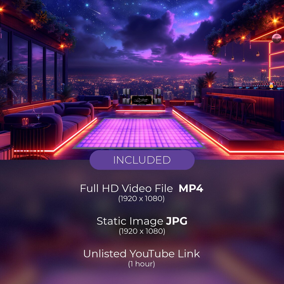 Animated Background, Dance Disco Stage, Lounge Rooftop Club, Midnight ...