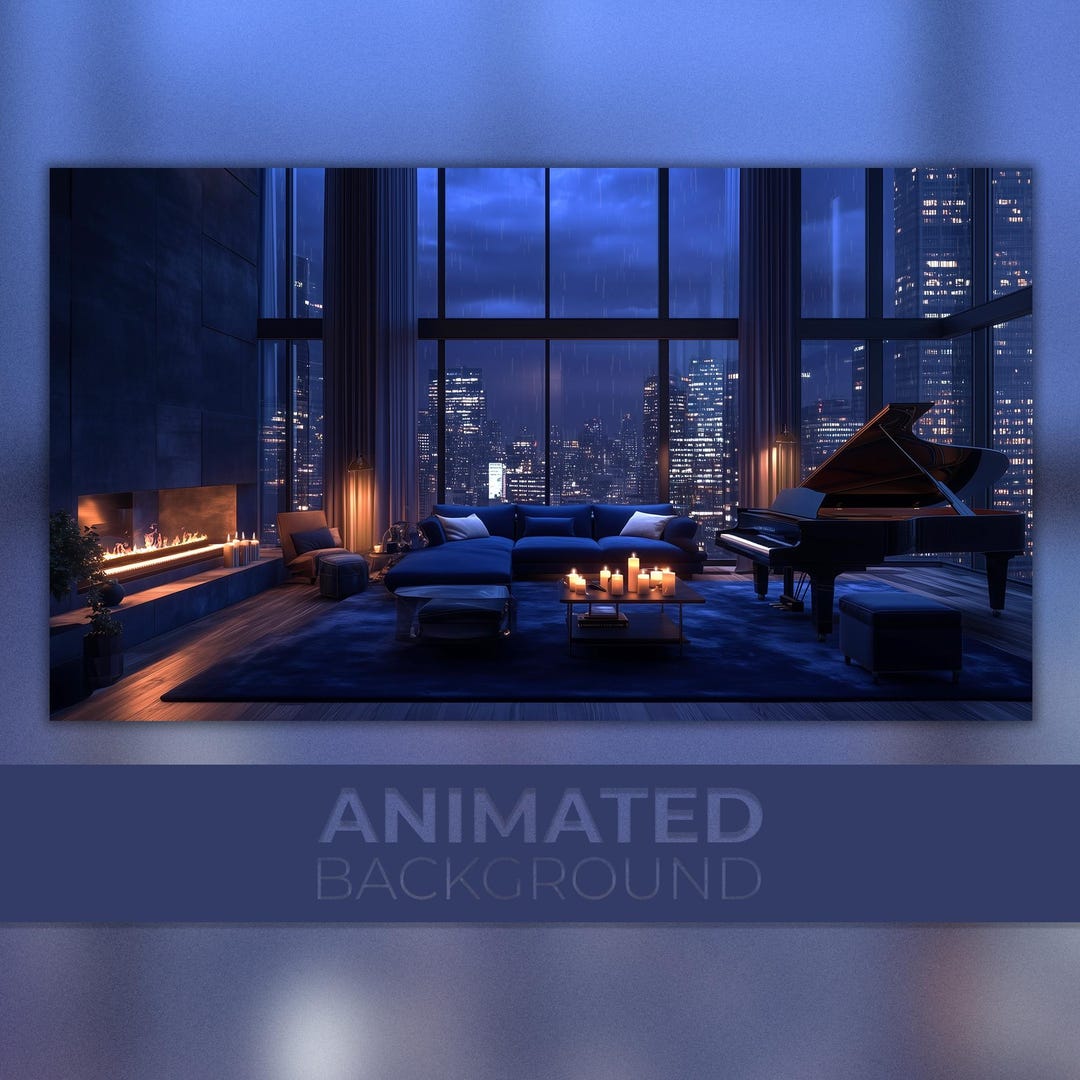Animated Background, Modern Loft, Luxury Penthouse, Rainy Night, Cozy ...