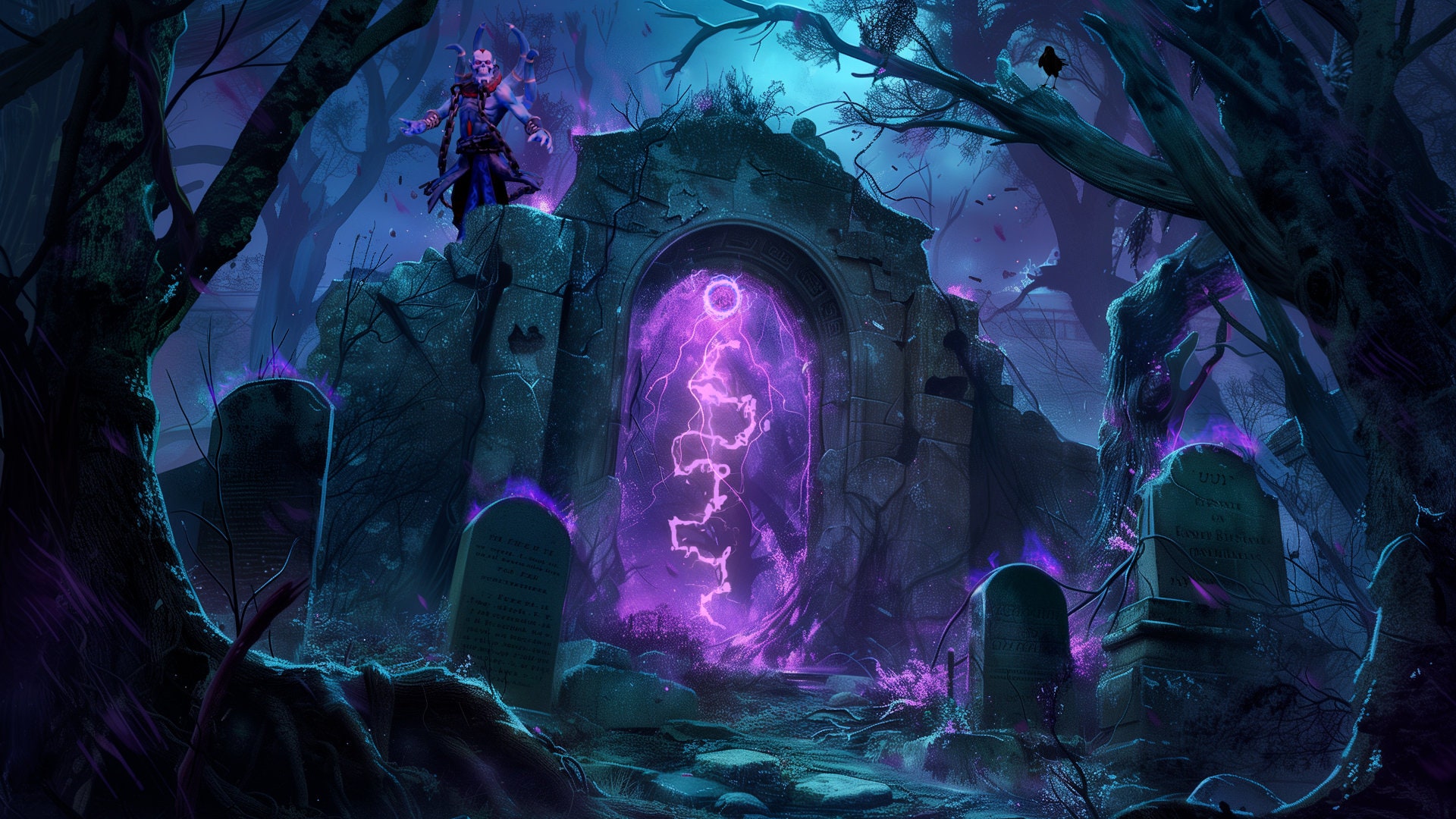 Animated Background, Crypt Entrance, Twisted Forest, Sinister Purple ...