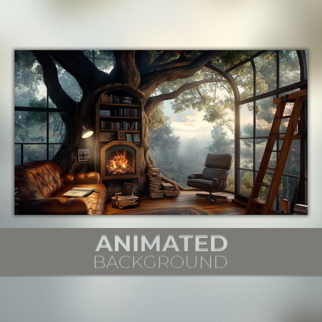 Animated Background, Treehouse Library, Morning Forest Light, Cozy ...