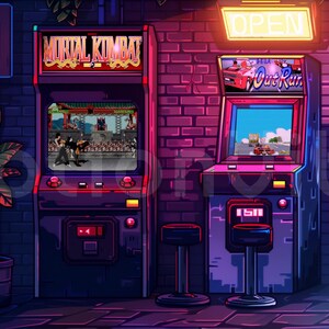 Animated Background, 90s Arcade Game Machine, Retro Games, 80's ...