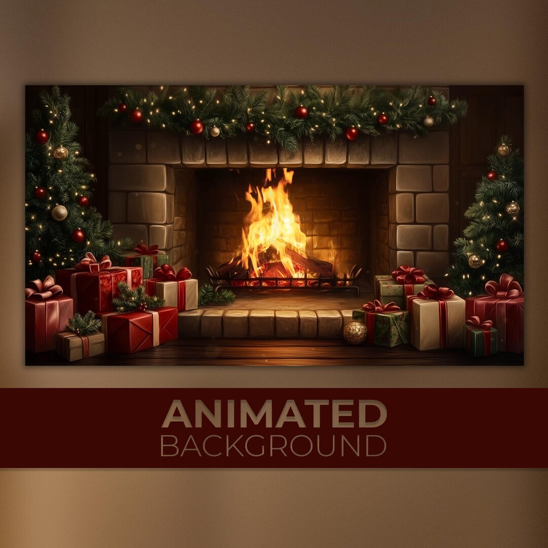Animated Background, Magical Christmas Fireplace, Holiday Ambience ...