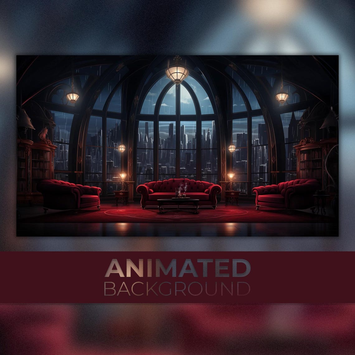 Animated Background, Vampire Room, Gothic Lounge, Velvet Night, Rainy ...