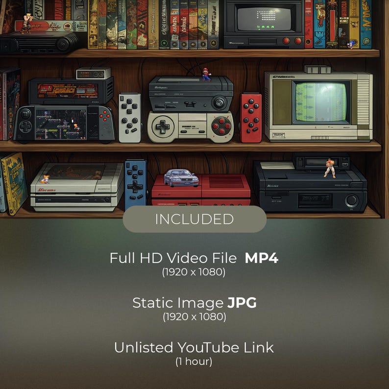 Animated Background, Retro Console Shelf, 90s Video Game Room, Old ...