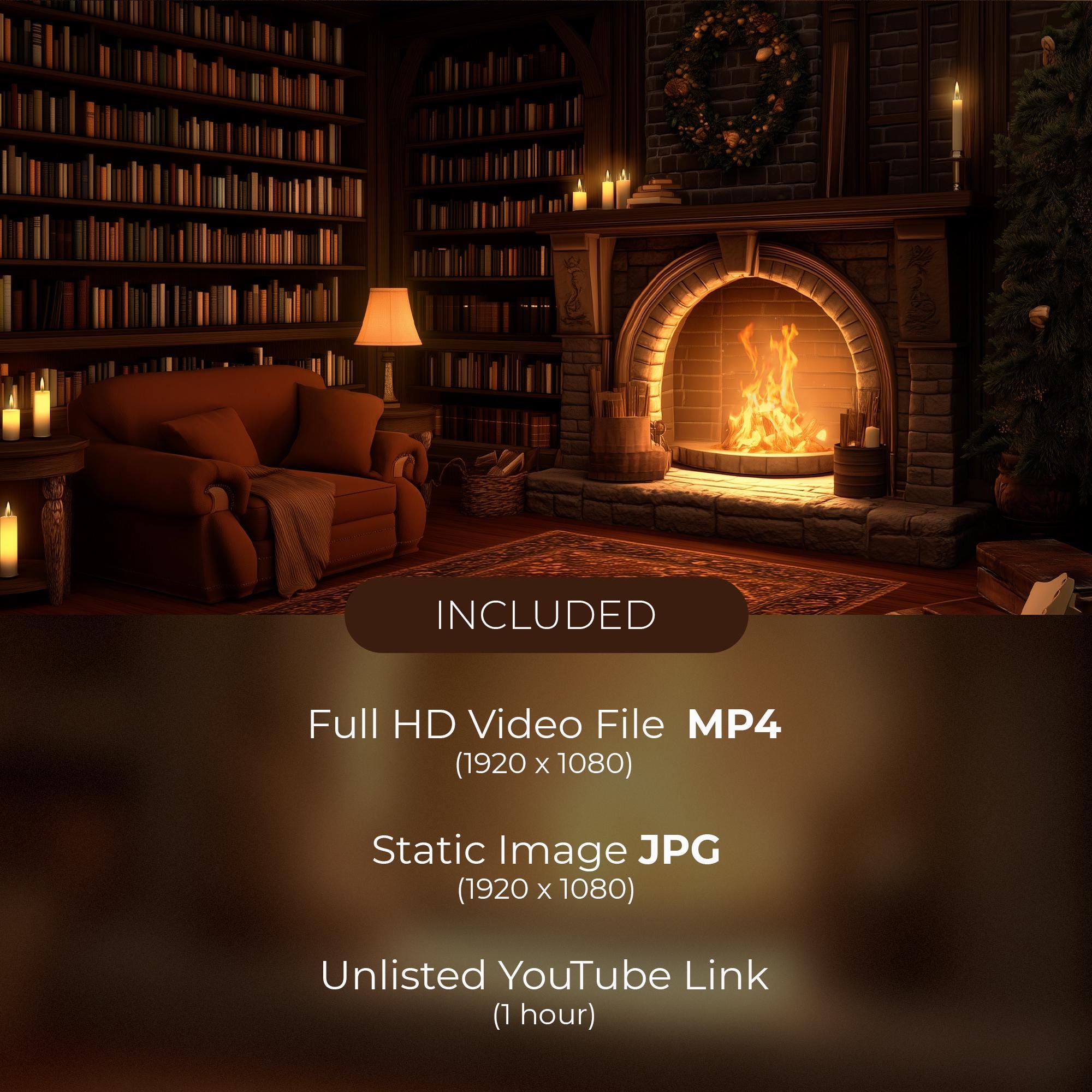 Animated Background, Cozy Classic Library, Wall of Books, Holiday ...