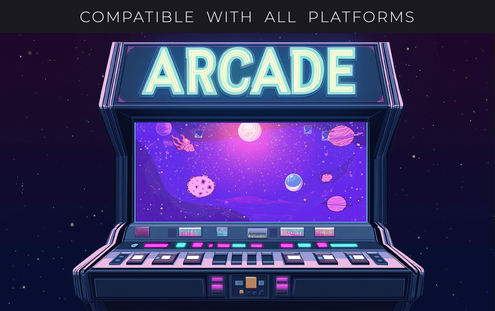 Animated Background, Retro Galaxy, Arcade Game Cabinet, Pixel Cosmos ...