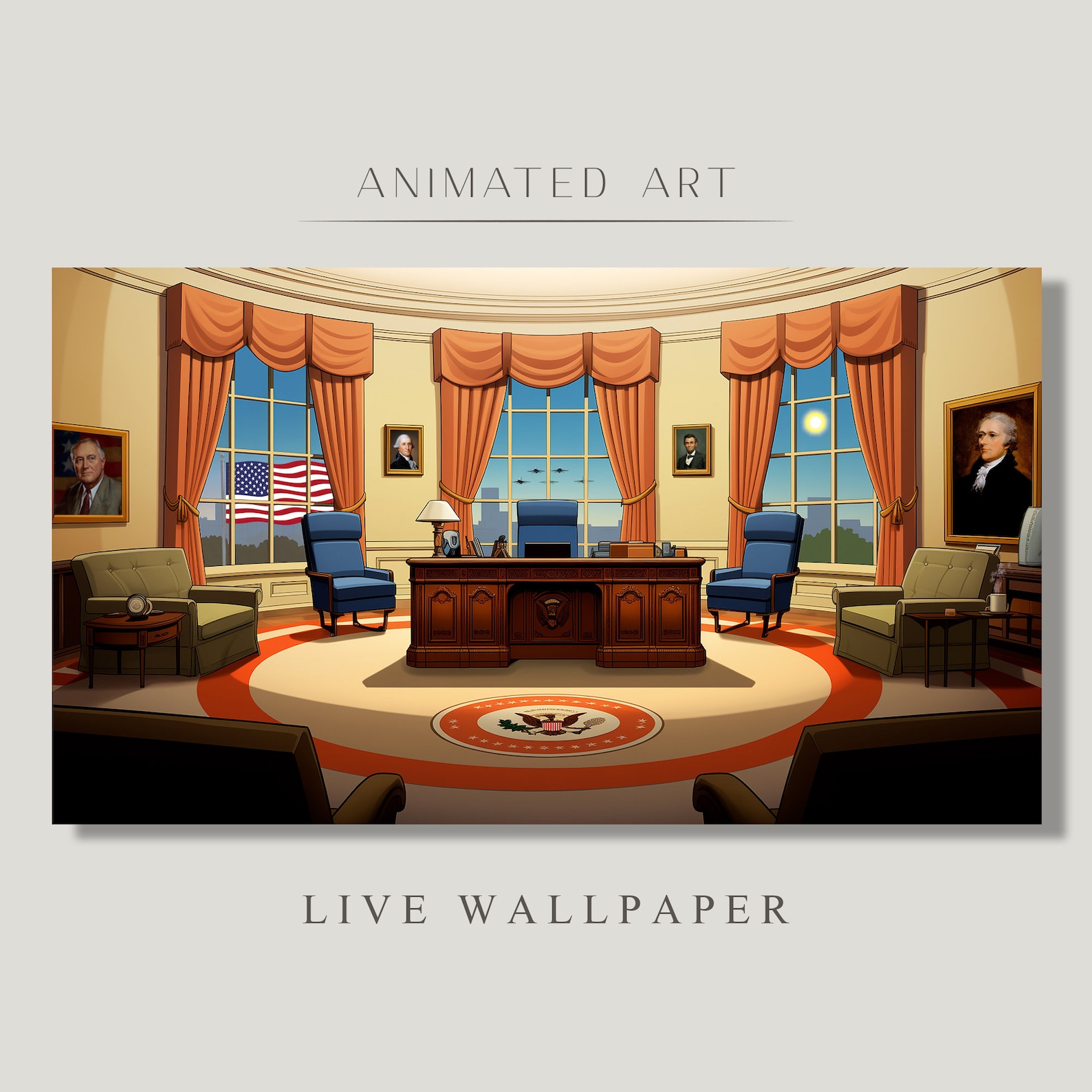 Animated Background, Presidents Day, Washington's Birthday, Oval Office ...