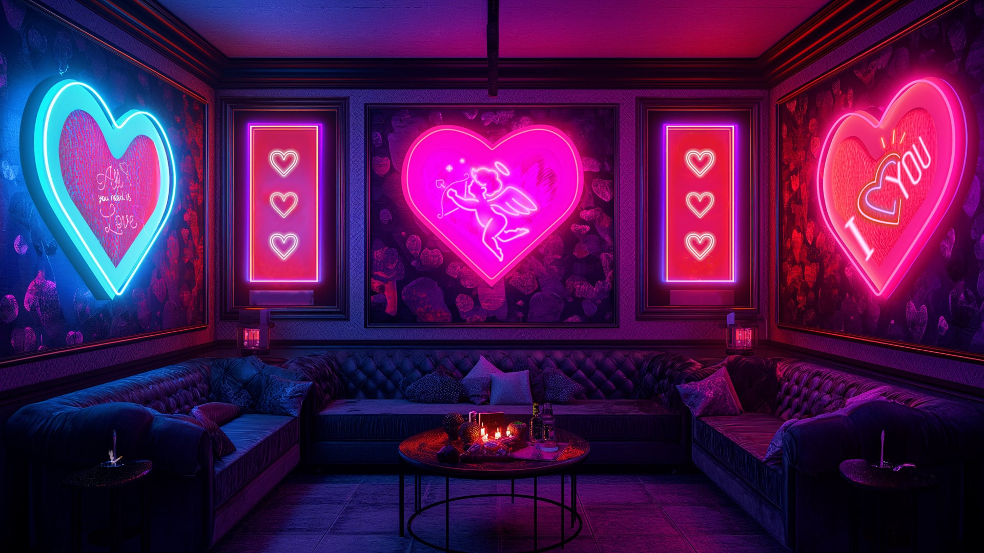 Animated Background, Neon Heart Room, Vip Neon Club, Love Neon Room ...