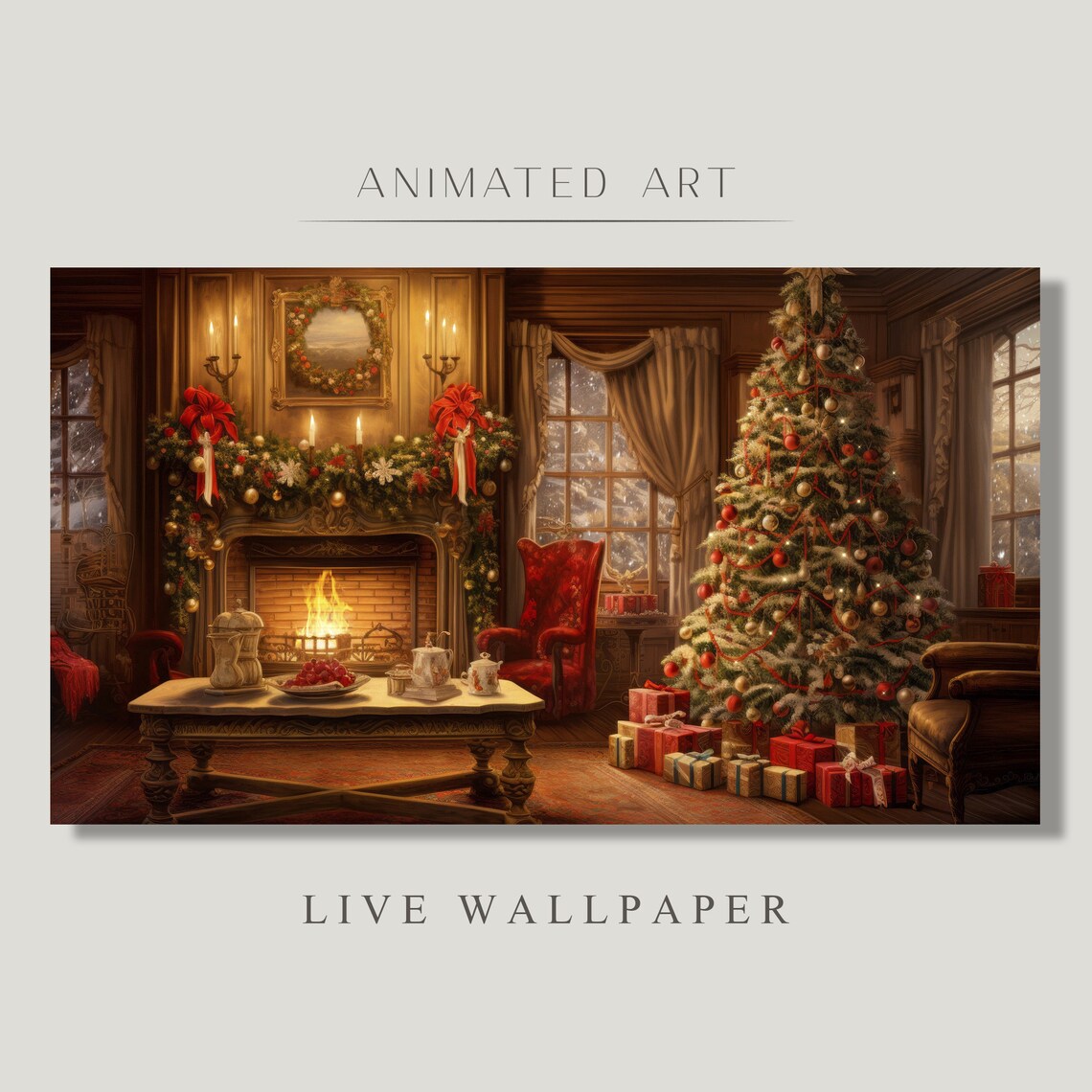 Animated Background Christmas, Cozy Christmas Animated Background ...