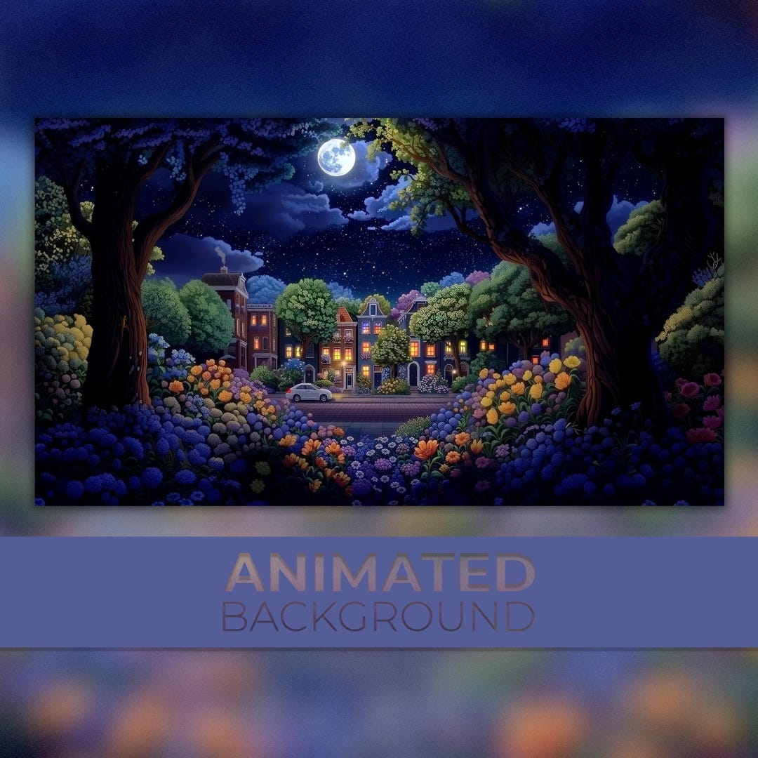 Animated Background, Night City, Moonshadow Village, Midnight Blossom ...
