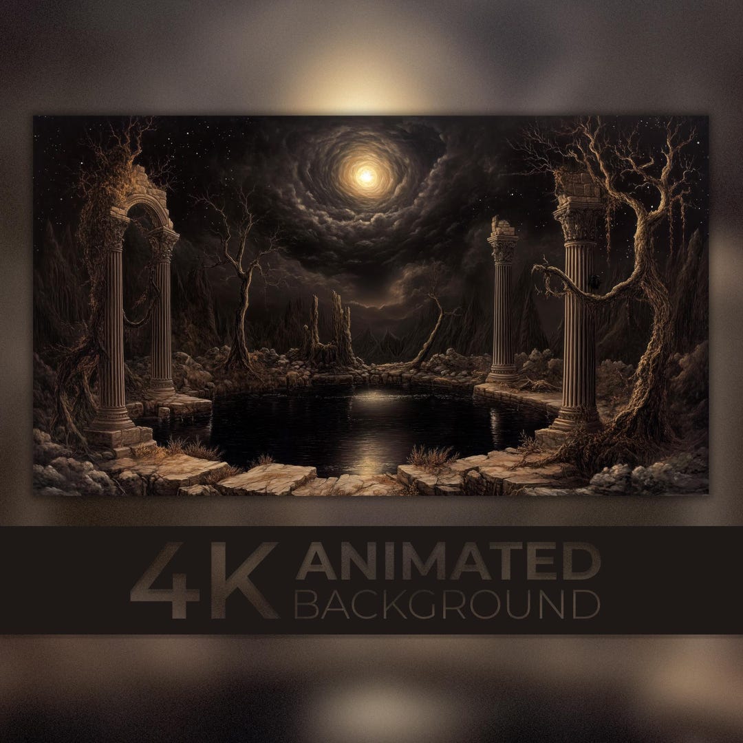 4K Animated Background, Lake of Shadows, Mysterious Grotto, Moonlit Ruins, Lost World, Live ...
