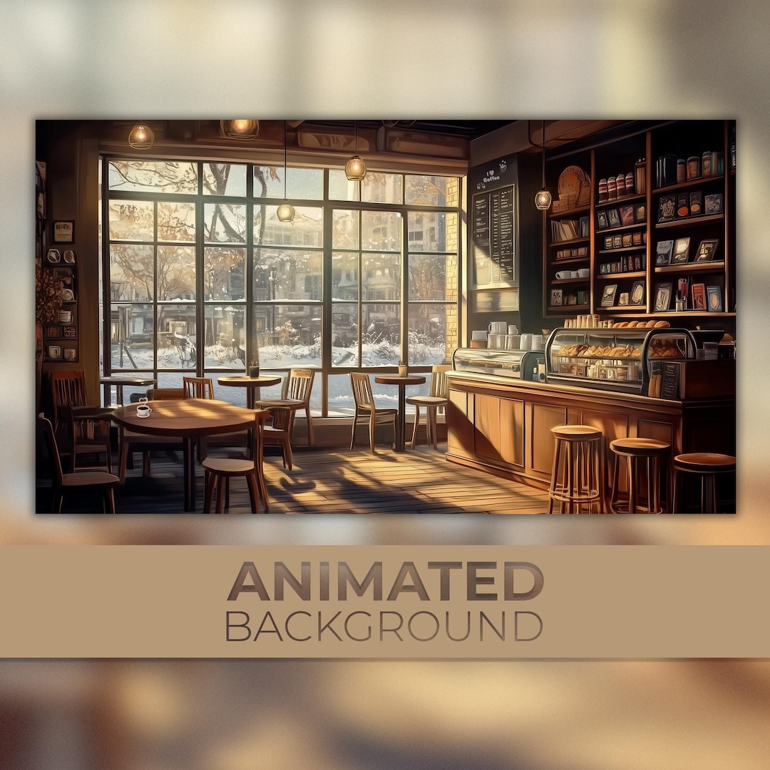 Animated Background, Cozy Winter Cafe, Snowy Coffee Haven, Warm Café ...