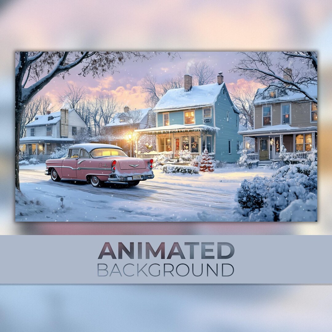 Animated Background, Winter Nostalgia, Snowy Suburban Bliss, Vintage ...