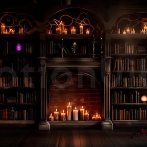Animated Background, Witch Library, Gothic Room, Fire of Knowledge ...