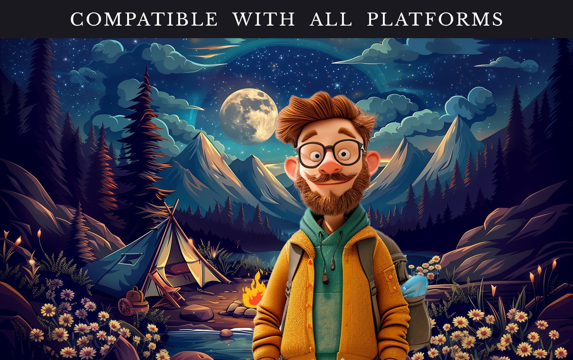 Animated Background, Cozy Campfire Set, Nature Bonfire, Fire Animation ...