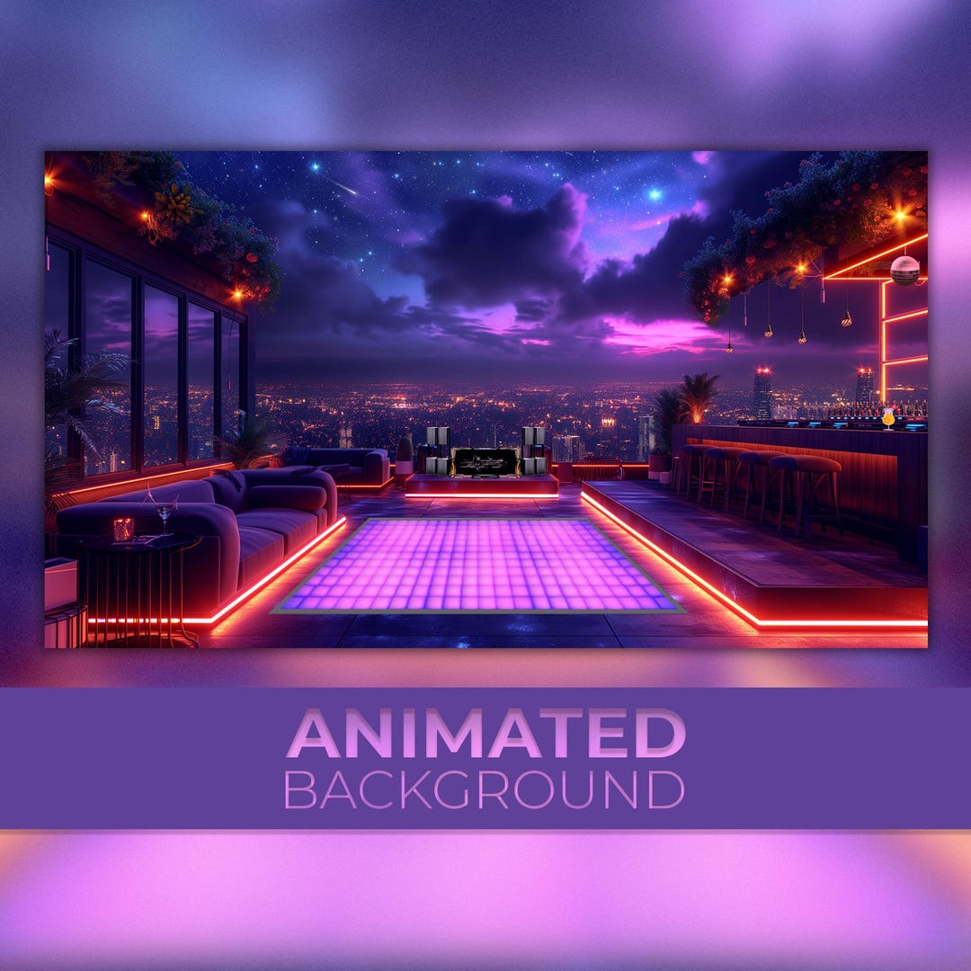 Animated Background, Dance Disco Stage, Lounge Rooftop Club, Midnight ...