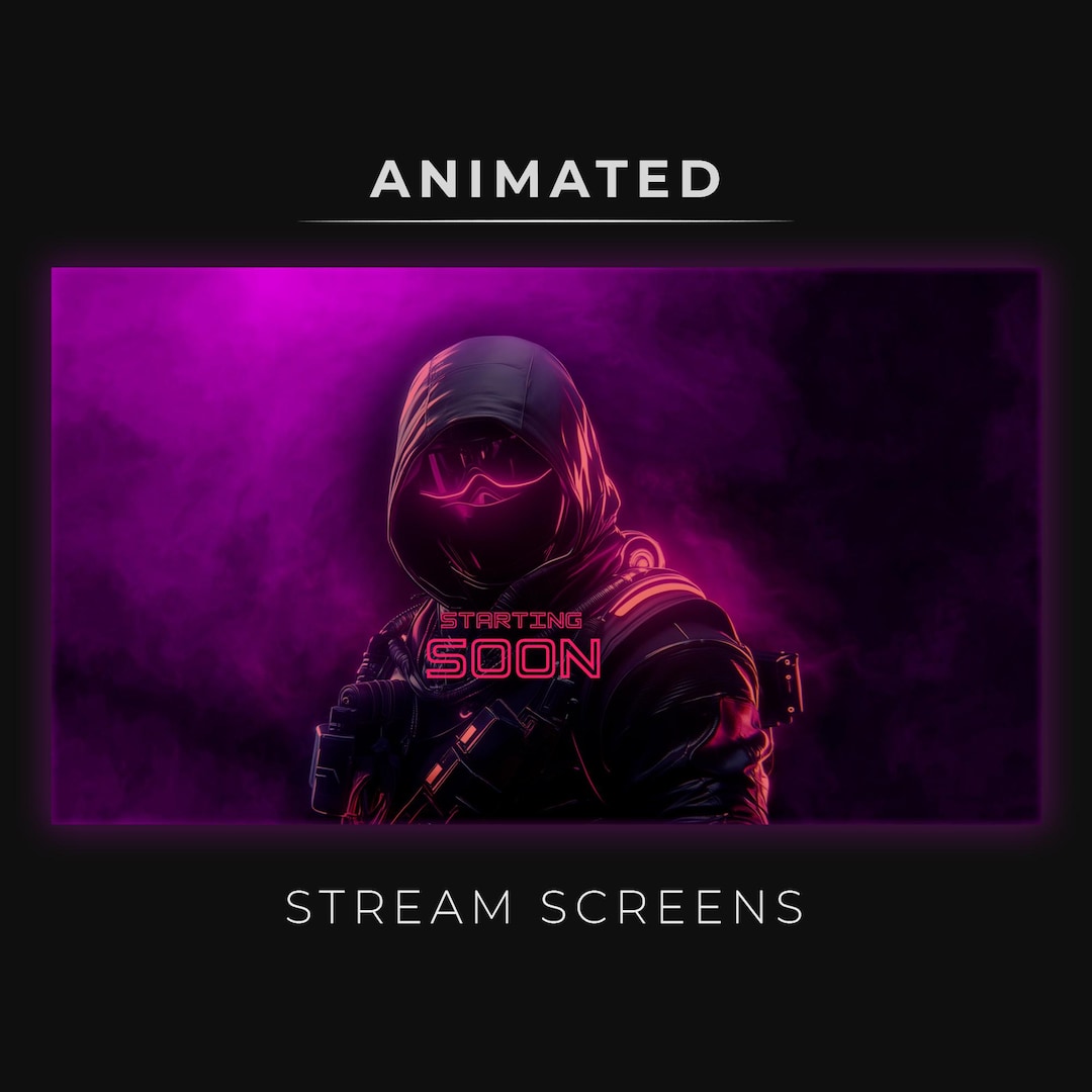 Stream Screen Animated, Cyber Warrior, Neon Phantom Screen, Purple Glow ...