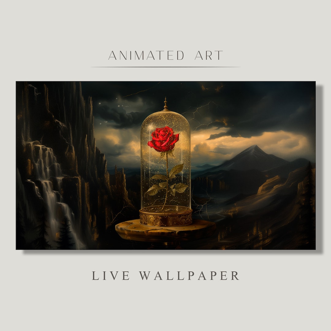 Animated Background, the Enchanted Rose, Red Rose, Rose Under Glass ...