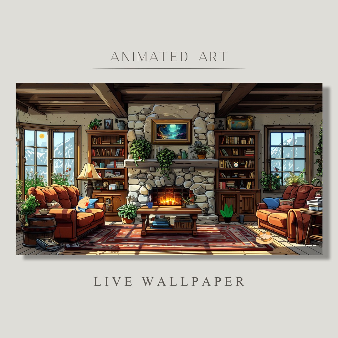 Animated Background, Living Room, Mountainous Vistas, Cabincore, Cozy ...