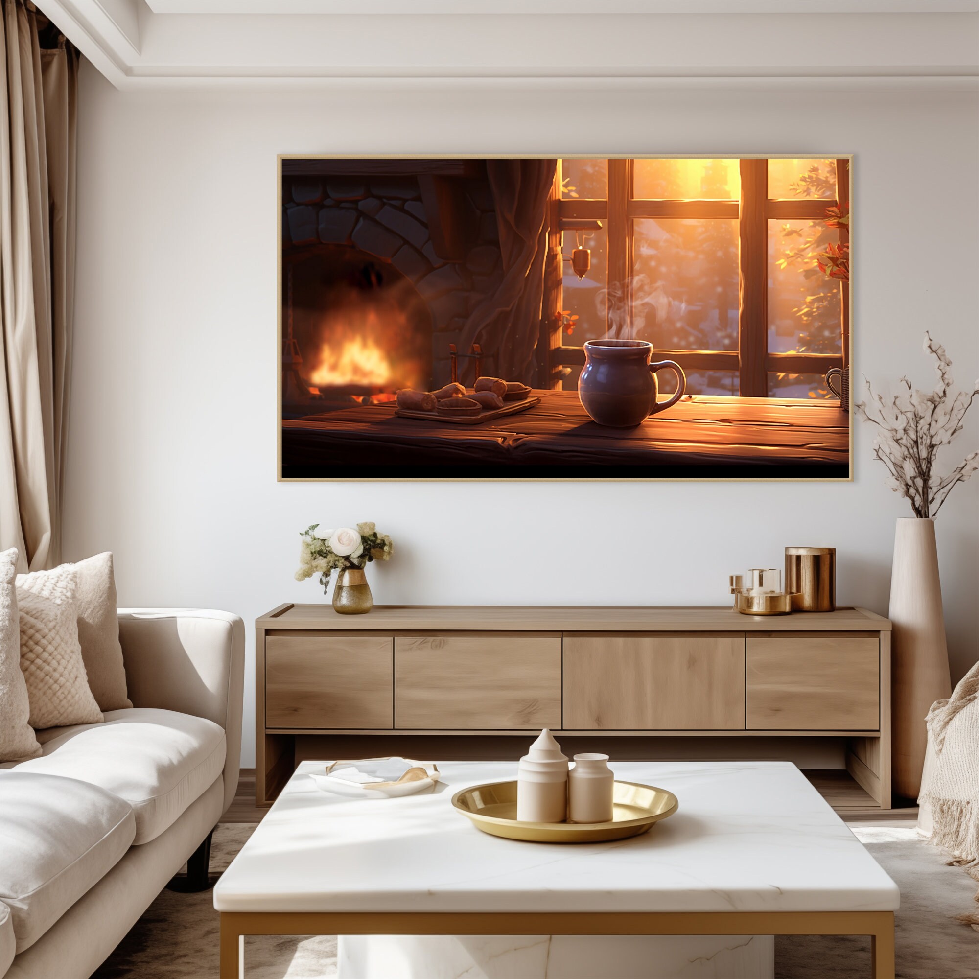 Animated Background, Cozy Coffee Time, Rustic Wooden Mug, Warm ...