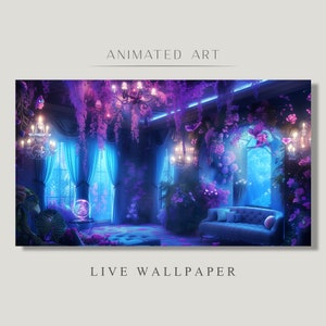 Animated Background, Beautiful Fairy Tale Room, Purple Lights, Purple ...