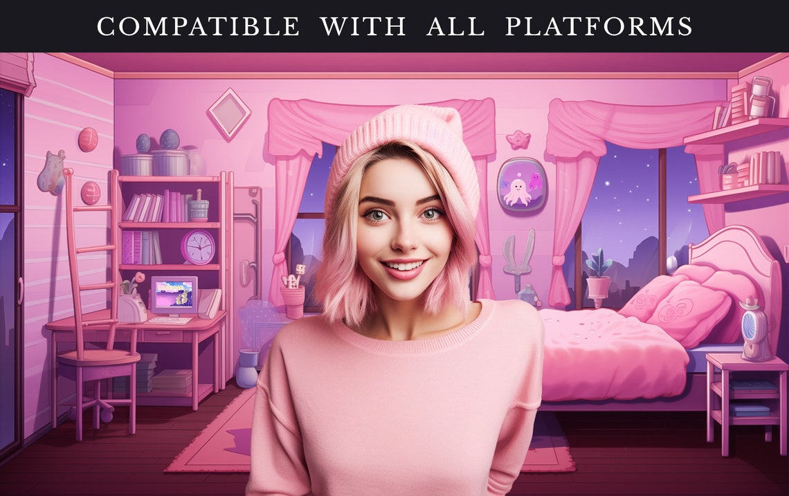 Vtuber Animated Background, Cute Room Decor Kawaii, Stream Overlay ...