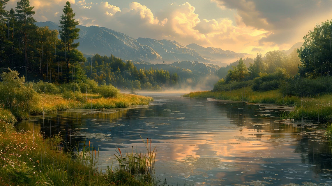 Animated Background, River Rain, Romantic Illustration, Nostalgic ...