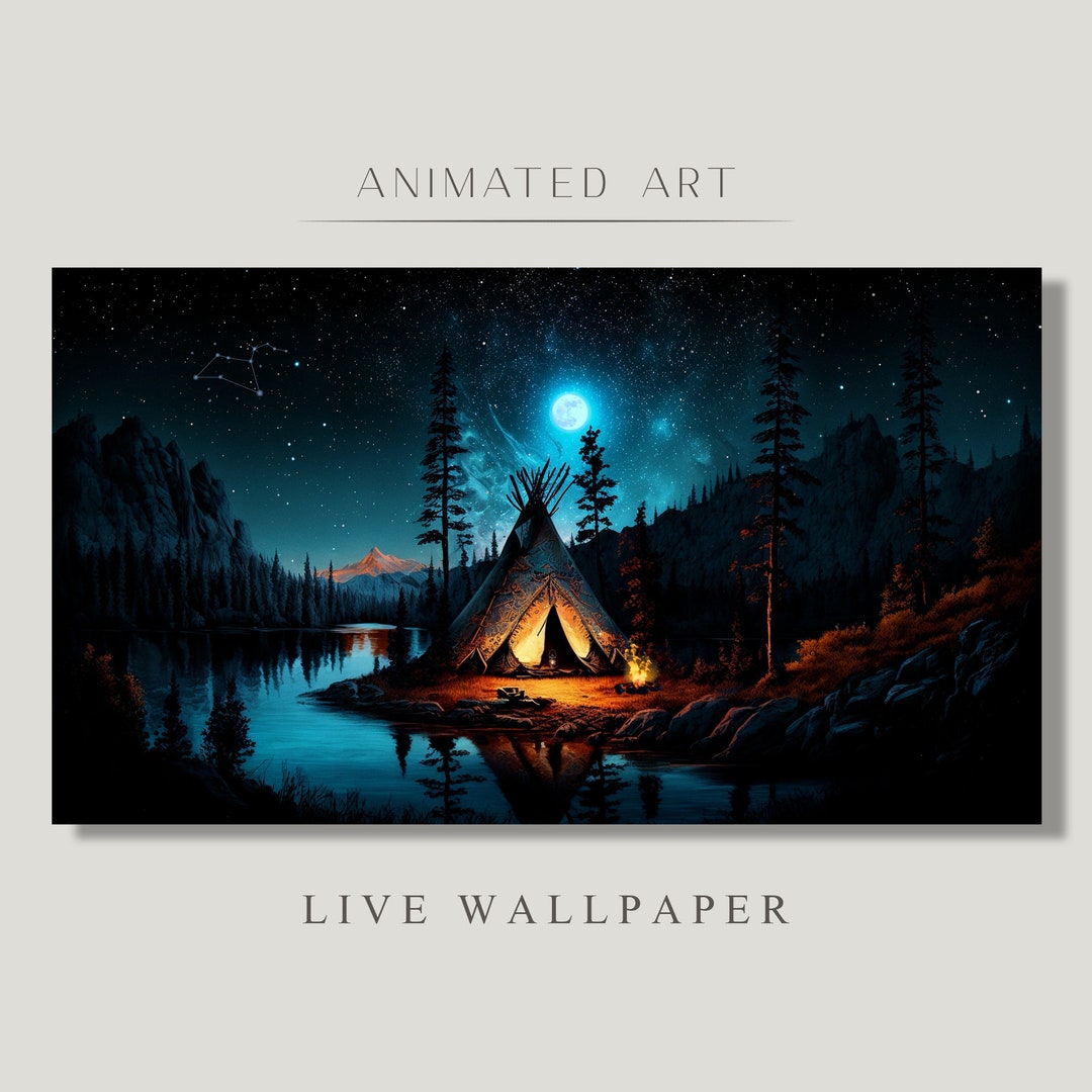 Animated Background, Camping Fire, Tepee Campfire, Bonfire Near Wigwam ...