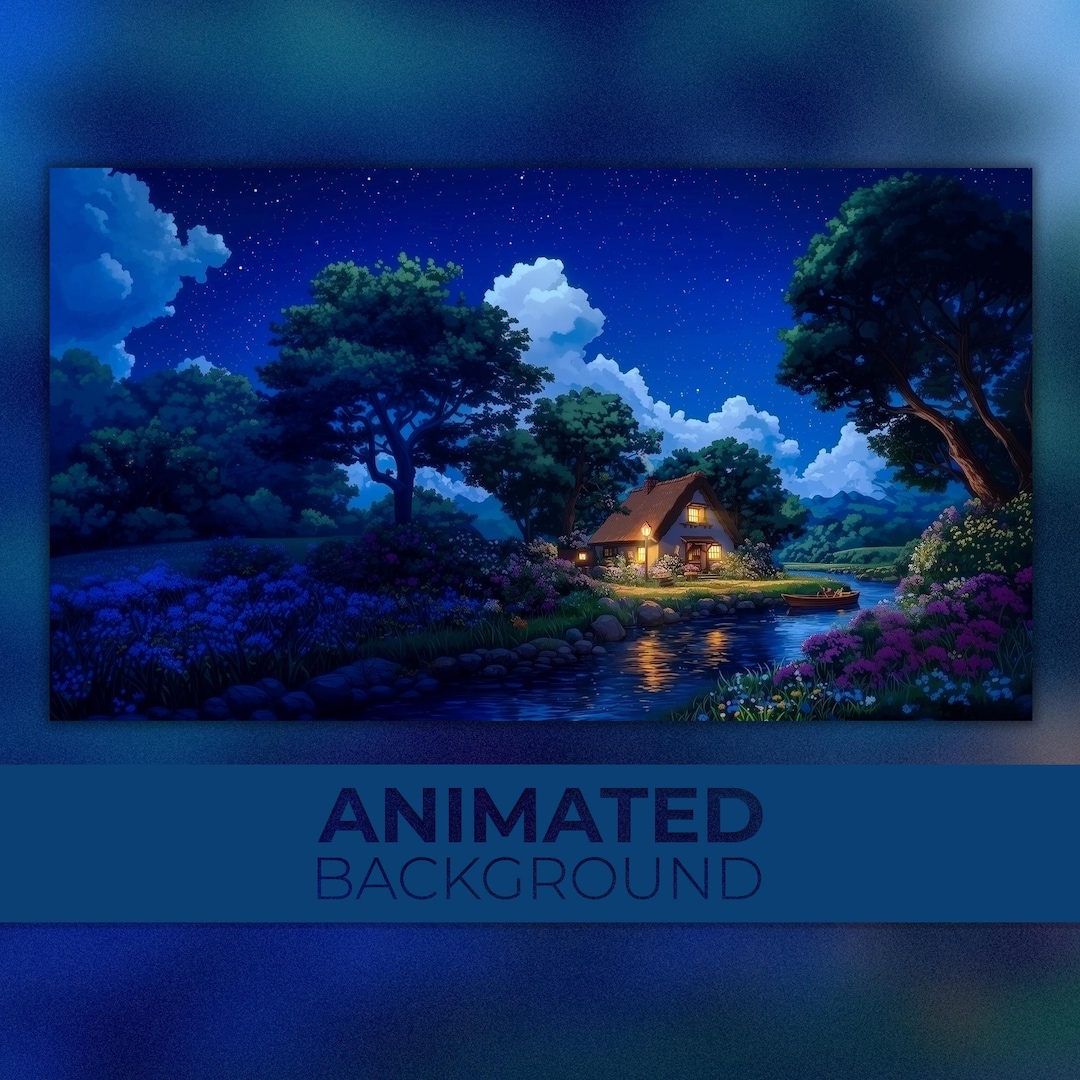 Animated Background, Starlit Cottage, Lanternlight Dreams, Midnight ...