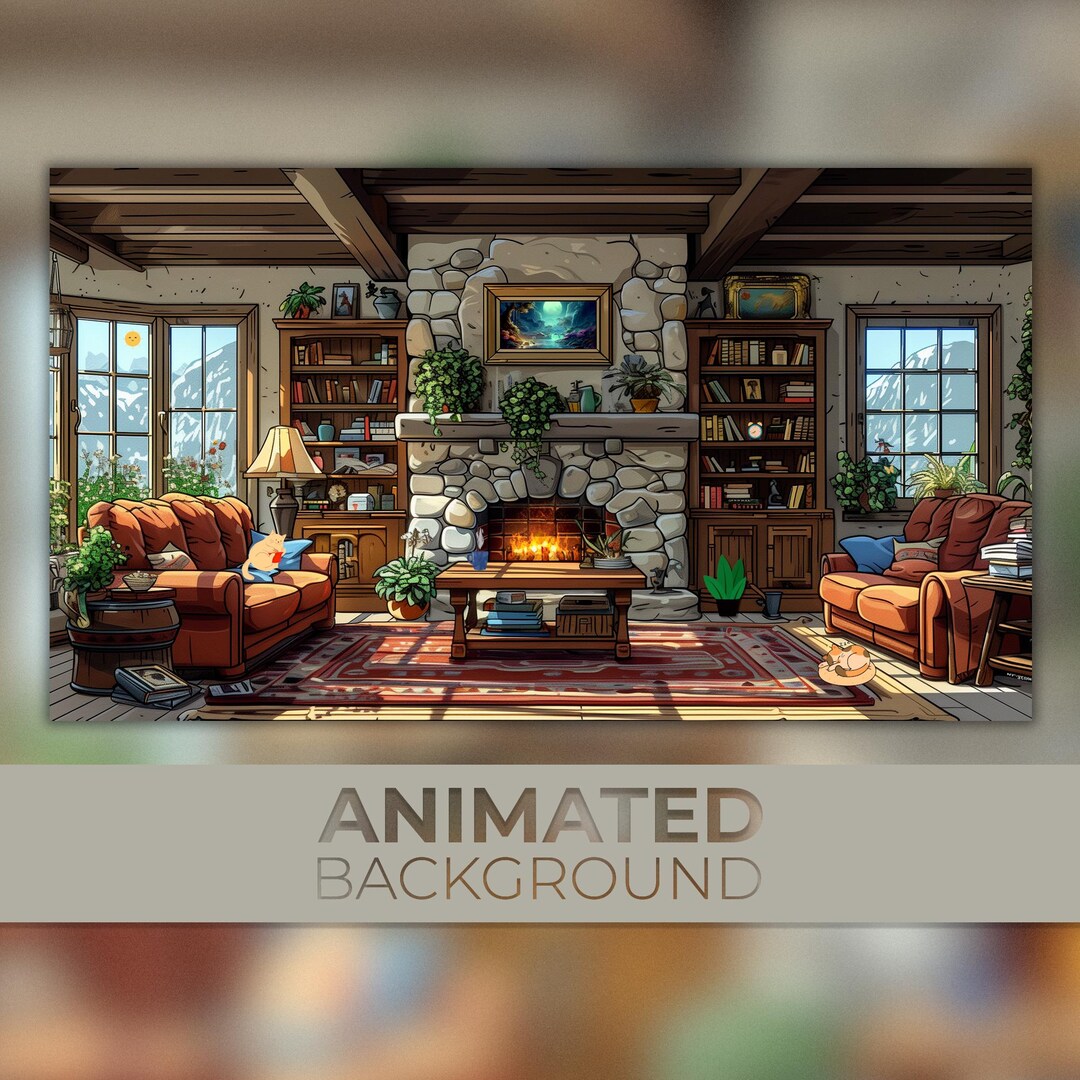 Animated Background, Living Room, Mountainous Vistas, Cabincore, Cozy ...