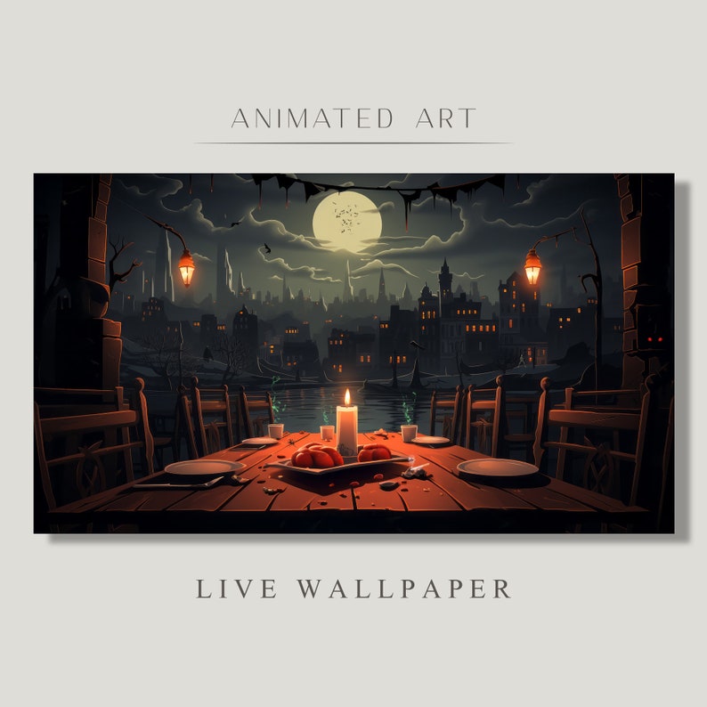 Animated Background, Creepy Restaurant, Spooky Restaurant in Dark City ...