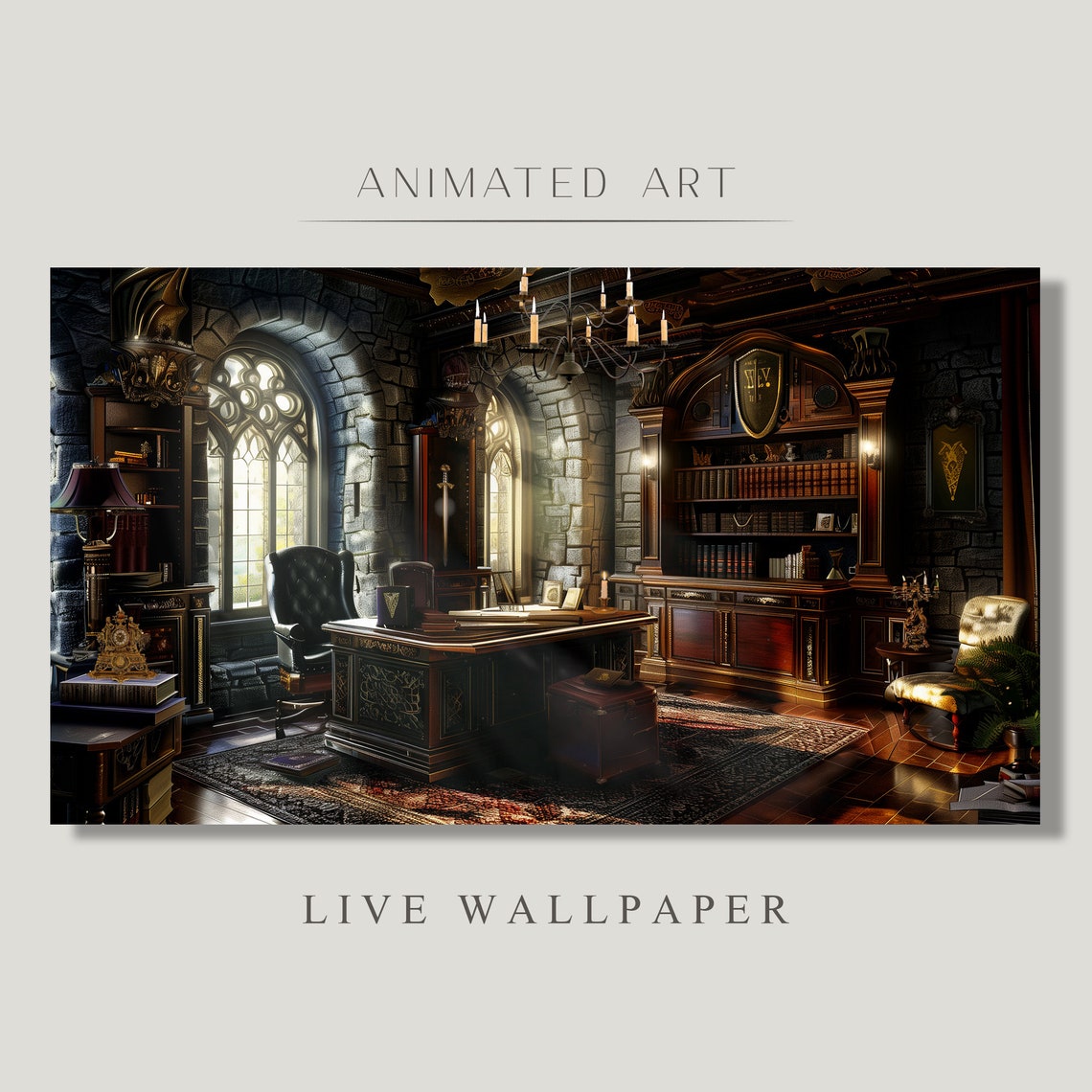 Animated Background, Castle Office, Office in Castle, the Lost Library ...