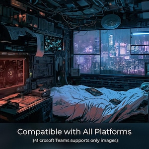 Animated Background, Cyber Bedroom, Cyberpunk Retreat, Digital Room ...