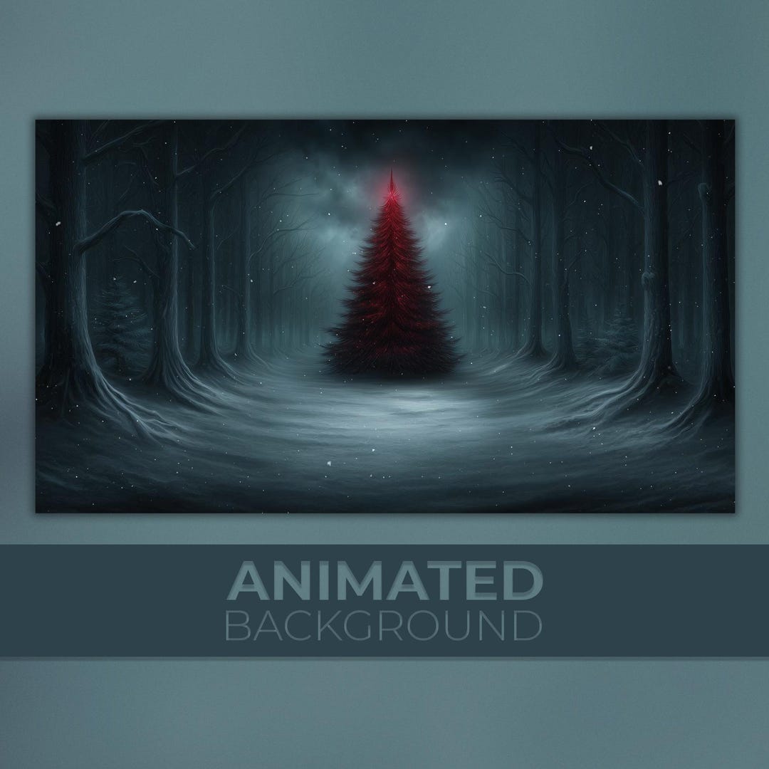 Animated Background, Bloodlit Christmas, Crimson Winter Tree, Red Pine ...