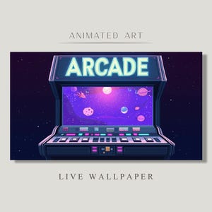 Animated Background, Arcade Game Cabinet, Retro Galaxy, Pixel Cosmos ...