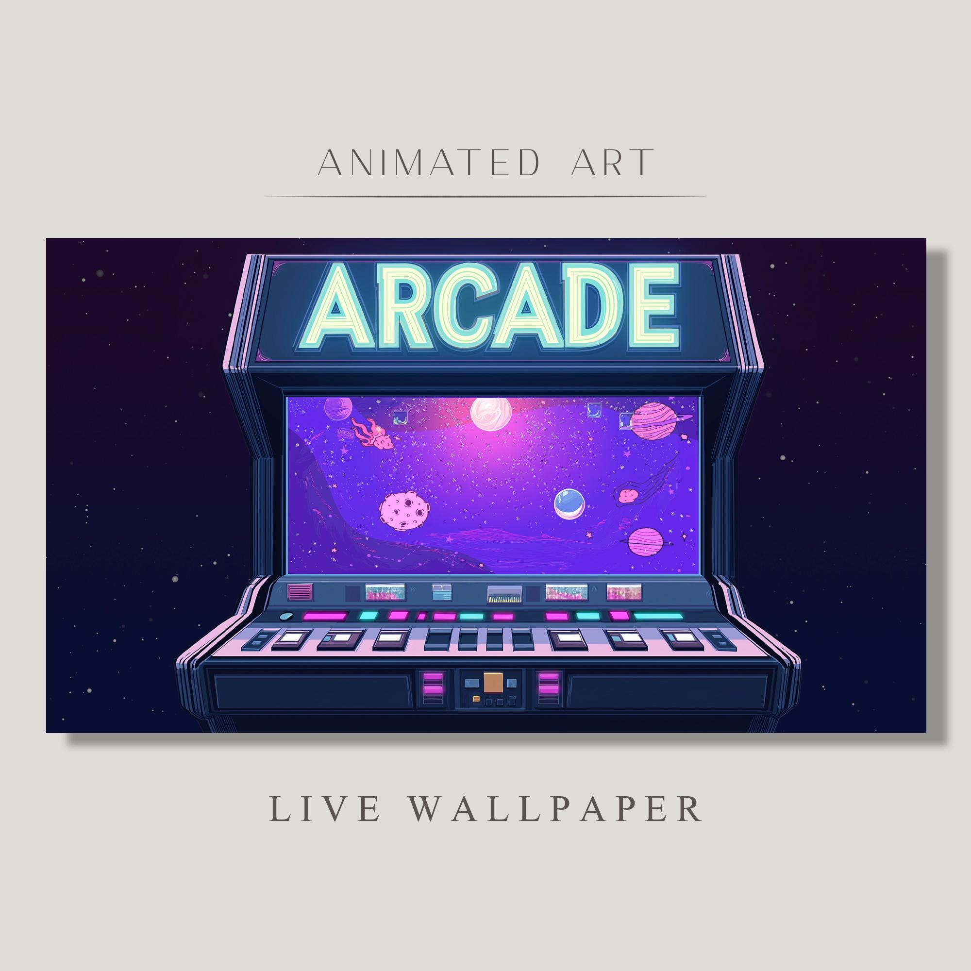 Animated Background, Retro Galaxy, Arcade Game Cabinet, Pixel Cosmos ...
