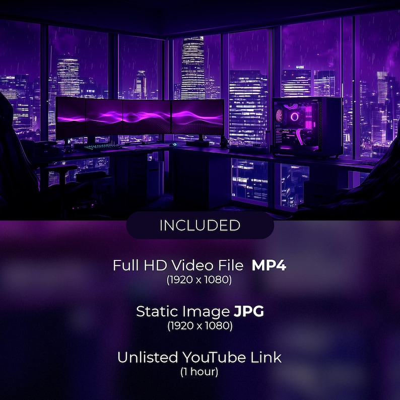 Animated Background, Purple Skyline Room, Neon City Gaming Hub ...