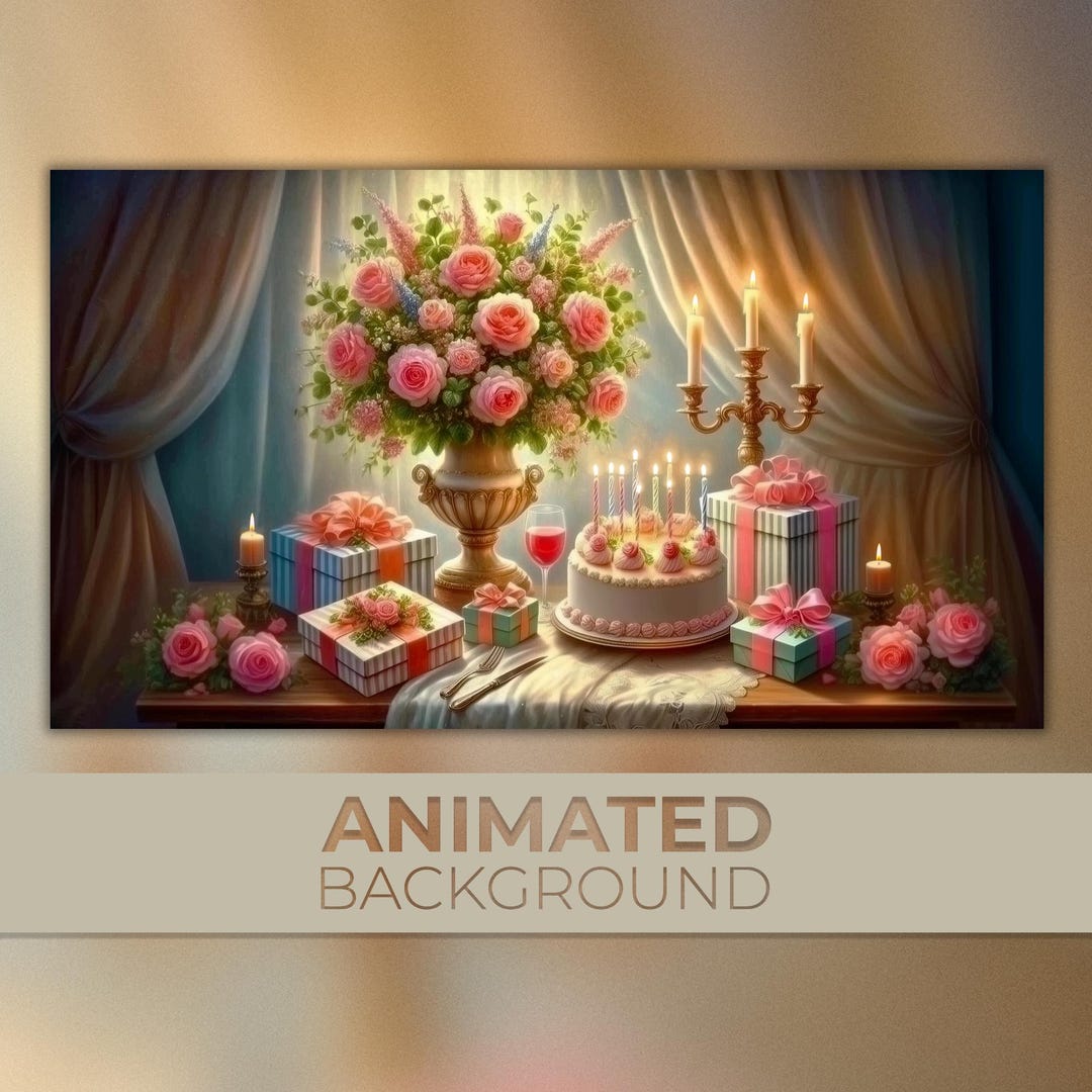 Animated Background, Birthday Cake, Elegant Party, Romantic Candlelit ...