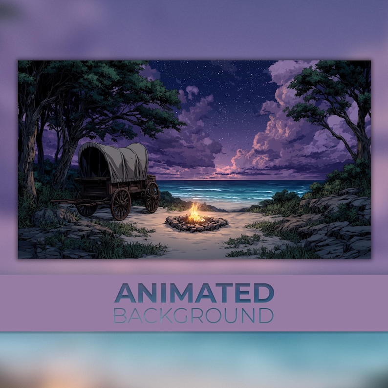 Animated Background, Horse Drawn Cart, Campfire Shores, Sandy Beach ...