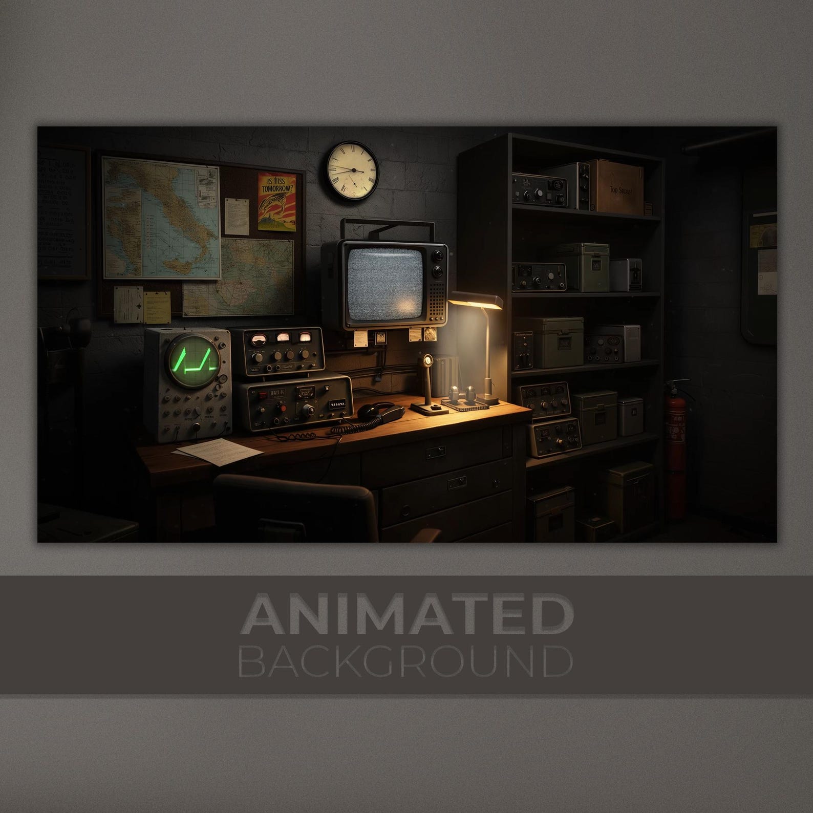 Radio Room Animated Background: Secret Bunker Control Room, Vtuber ...