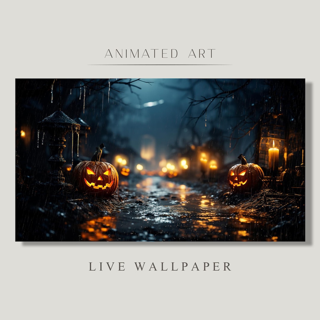 Animated Background, Halloween Season, Rainy Autumn, Mystic Night, Wet ...